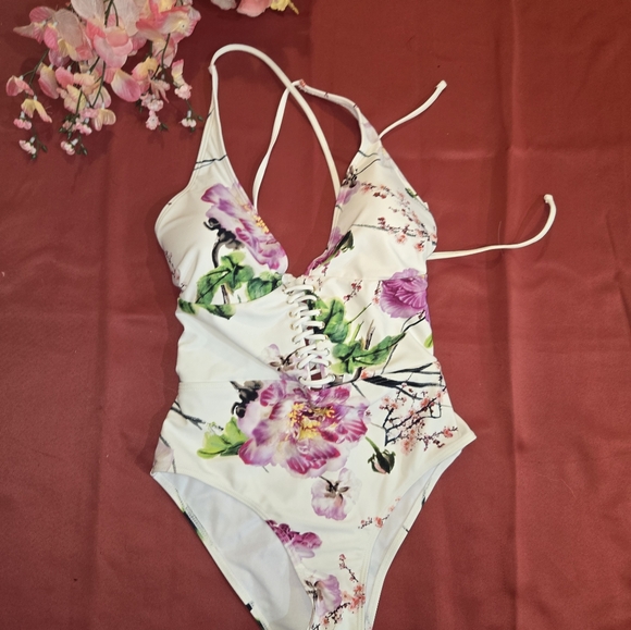 TiniBikini | Swim | Tini Bikini Floral Onepiece Swimsuit With Laceup ...